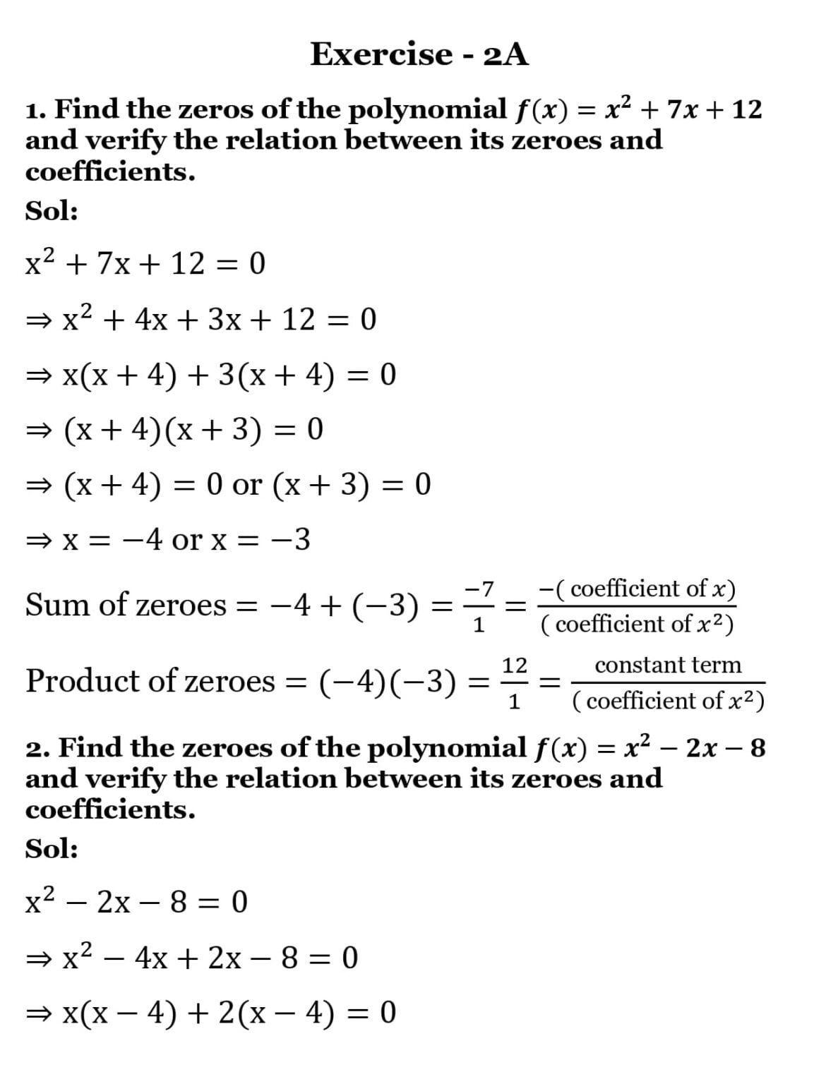 RS Aggarwal Class 10 Math Solutions Chapter 2 - Polynomials - ReadAxis