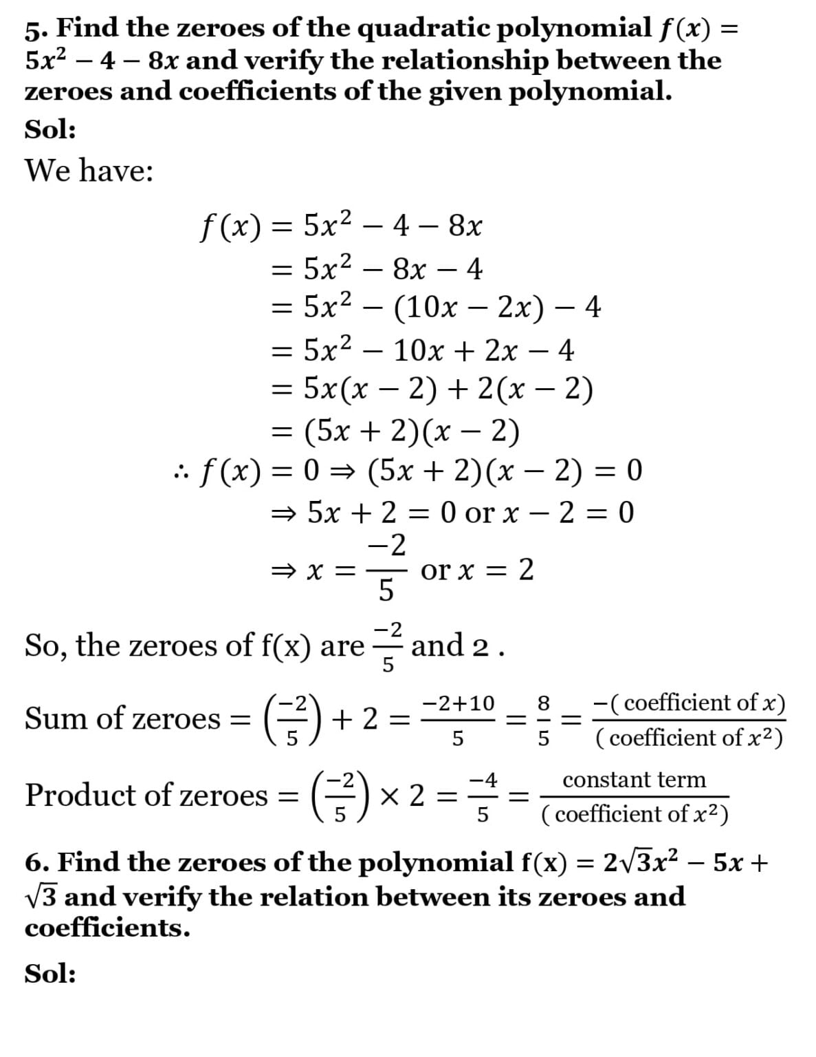 RS Aggarwal Class 10 Math Solutions Chapter 2 - Polynomials - ReadAxis