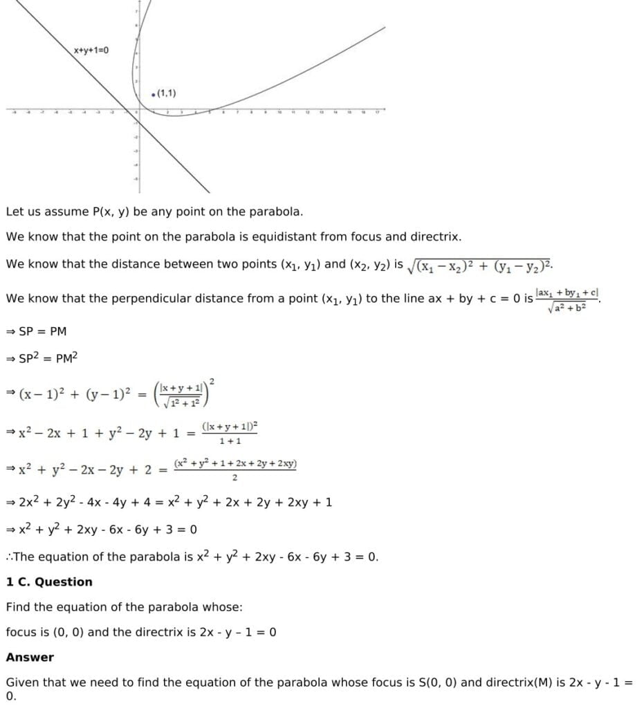 RD Sharma Solutions for Class 11 Maths Chapter 25 Parabola - ReadAxis