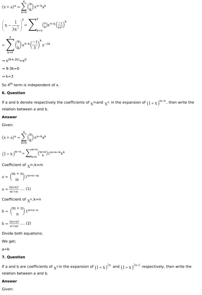 RD Sharma Solutions for Class 11 Maths Chapter 18 Binomial Theorem - ReadAxis